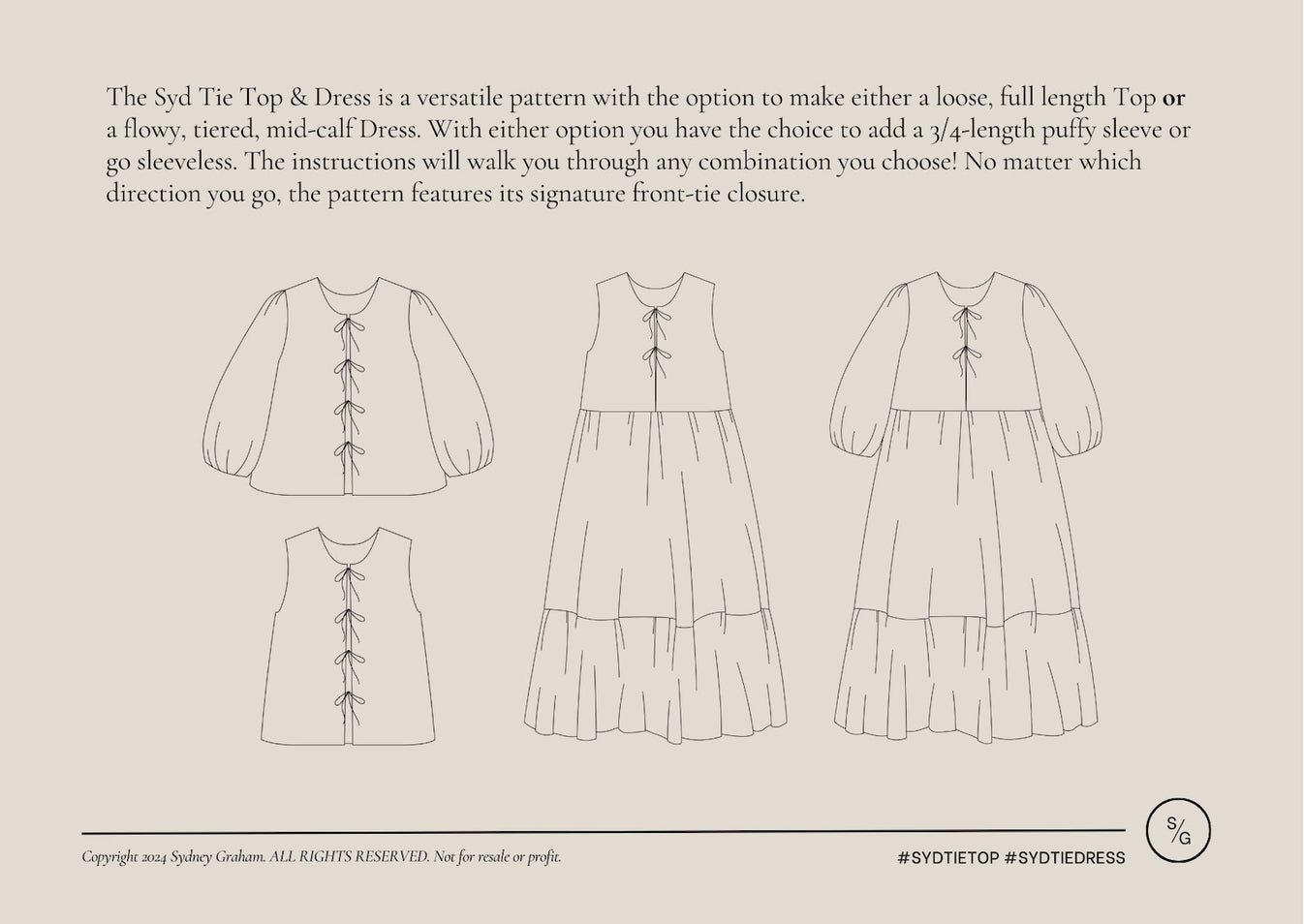 Syd Graham Patterns Syd Tie Top & Dress - PDF Pattern – Open Studio Sewing